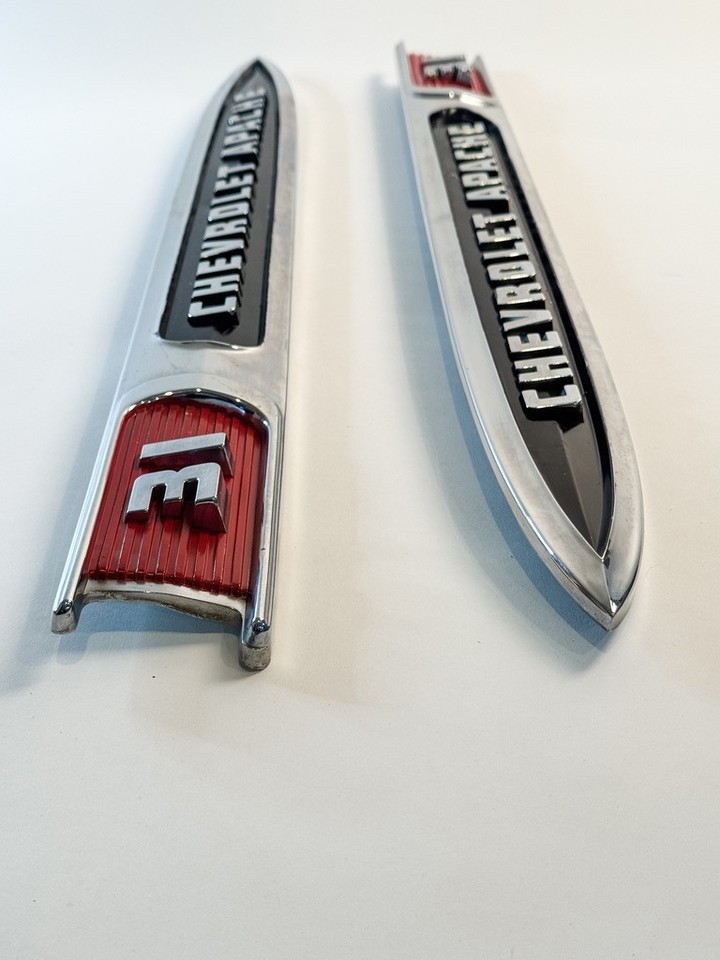 1959 CHEVROLET APACHE 31 FENDER EMBLEM SET RIGHT AND LEFT OEM | eBay
