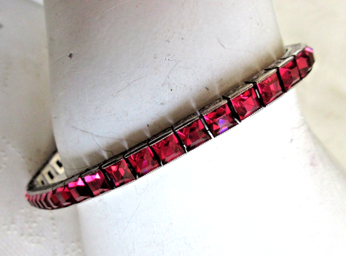 DIAMONBAR ART DECO Vintage Fuchsia Pink Sterling Silver Channel Set ...