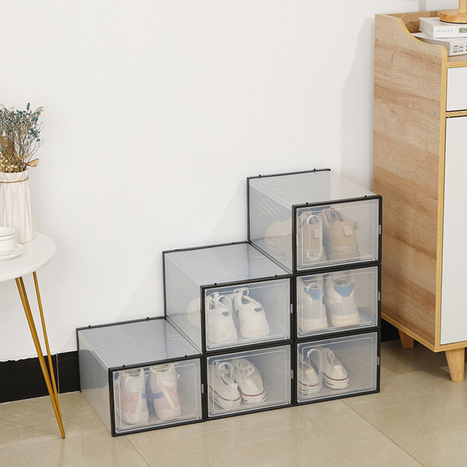 Ankle Boot Organizer Waterproof Shoe Box Stackable Plastic for Closet ...