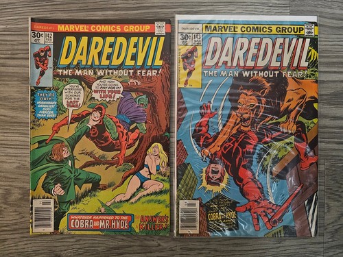Daredevil #142 & 143 Cobra & Mr. Hyde Appearance Marvel Comics Lot 1977 ...