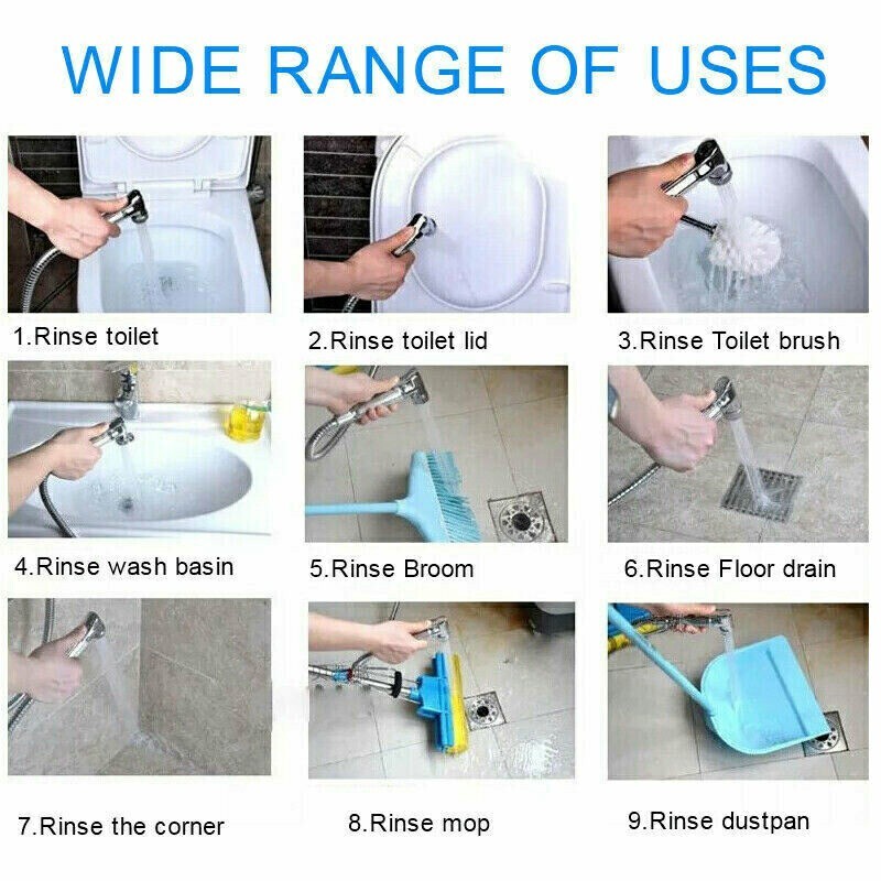 Chrome Muslim Shower Head Hose Bidet Shattaf Douche Spray Tap Toilet ...