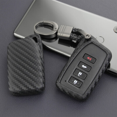 Carbon Fiber Remote Car Key Fob Case Cover Chain For Lexus IS ES NX RX ...