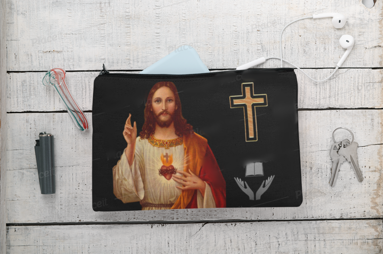 Heart of Jesus Rosary Pouch Religious Catholic Church Gift Bag Purse ...