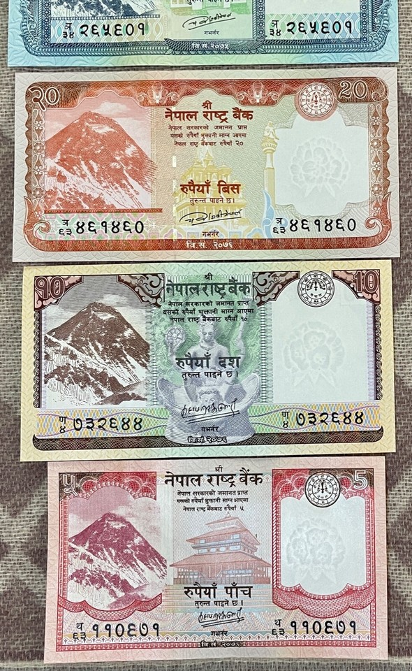 🔥 "NEW" Complete Set of 7 Nepal 5 -1000 Rupee Currency Notes Mt Everest ...