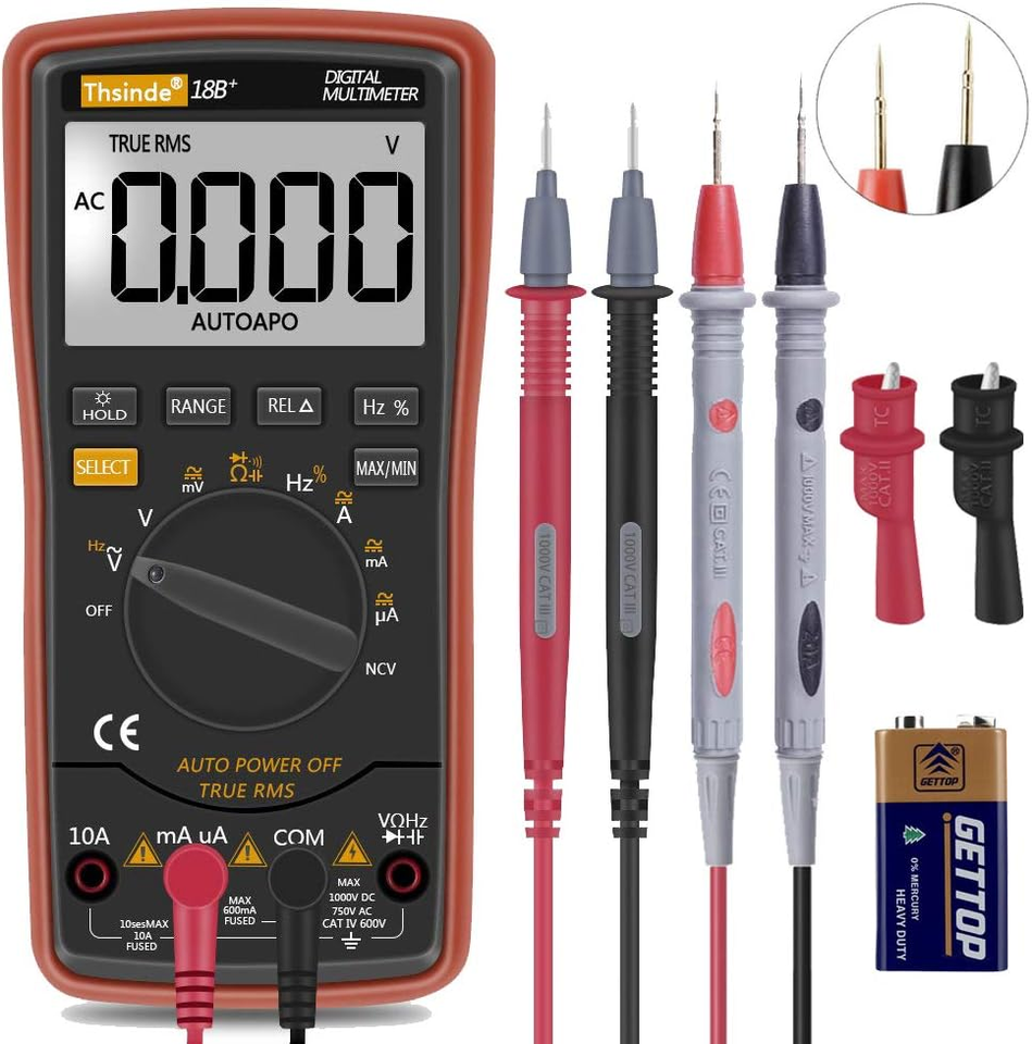 Digital Multimeter, Auto-Ranging Digital Multimeter with Alligator ...