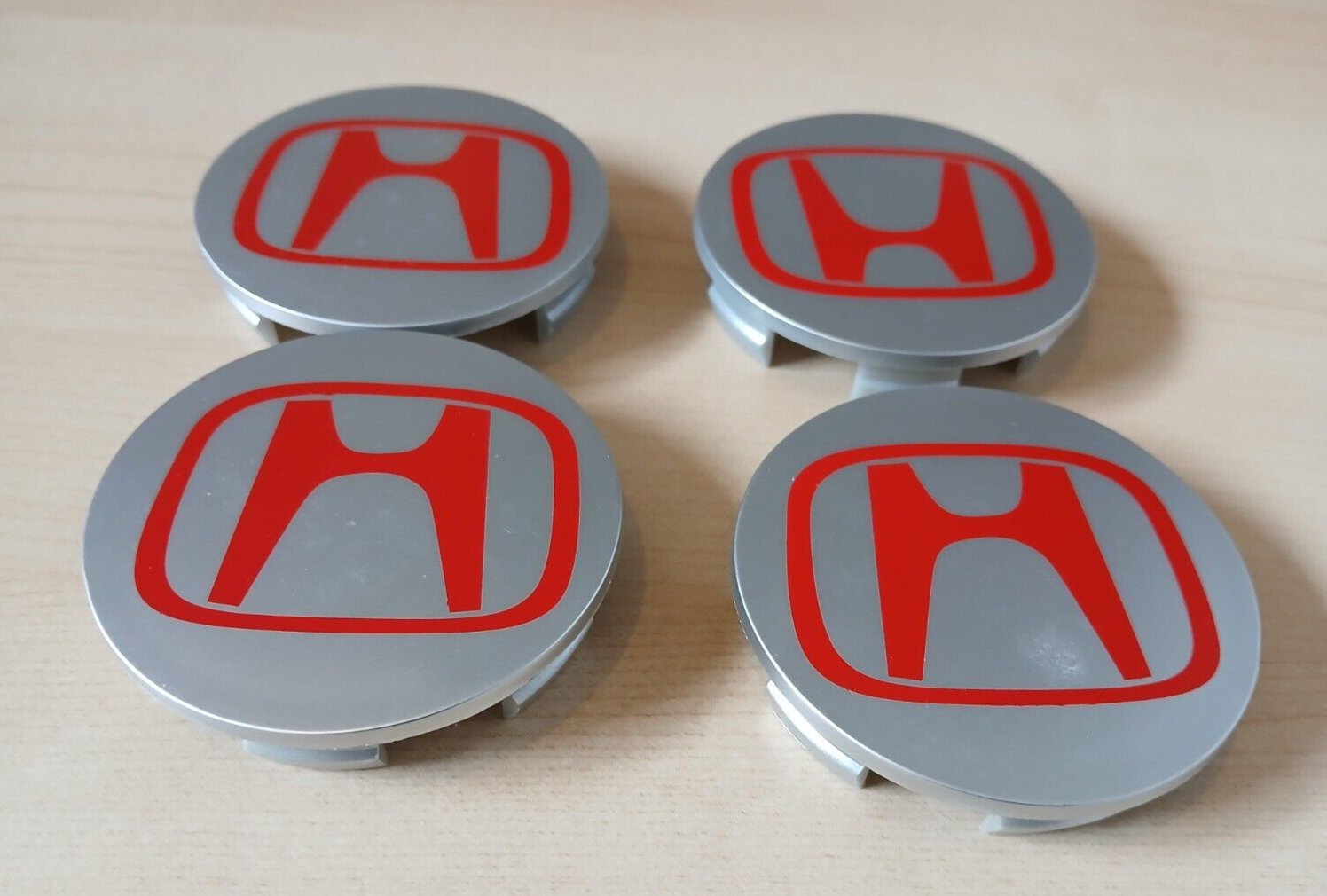 Honda Wheel Center Caps 69mm Logo Silver Red SET OF 4 | eBay