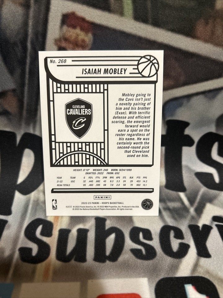 2022-23 NBA Hoops Basketball Isaiah Mobley Rookie #268 - Cleveland ...