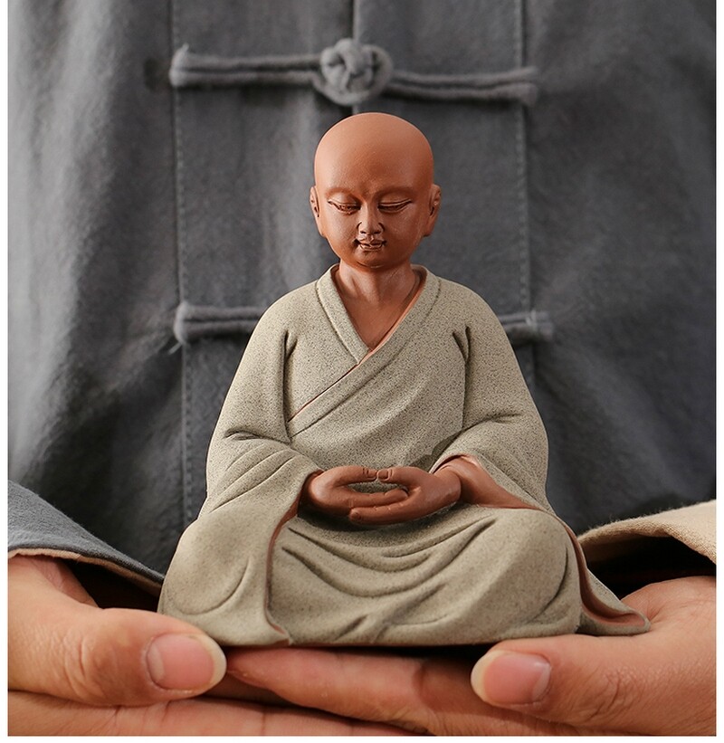 Chinese Zi Sha Clay Monk Statue Buddha Meditation Buddhism Zen Figure ...