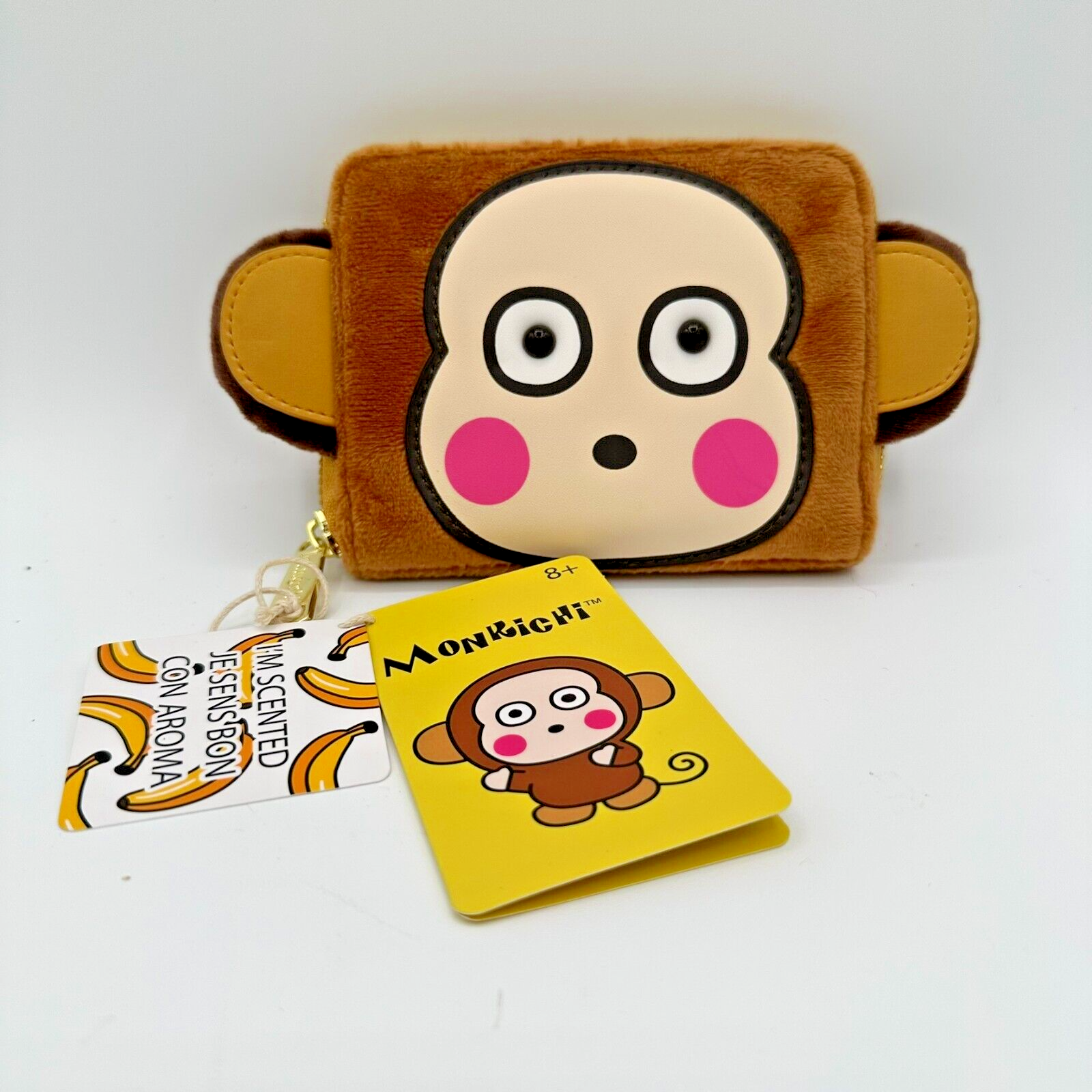Sanrio x Loungefly Monkichi Wallet Monkey Zip Around Brown Faux Fur ...