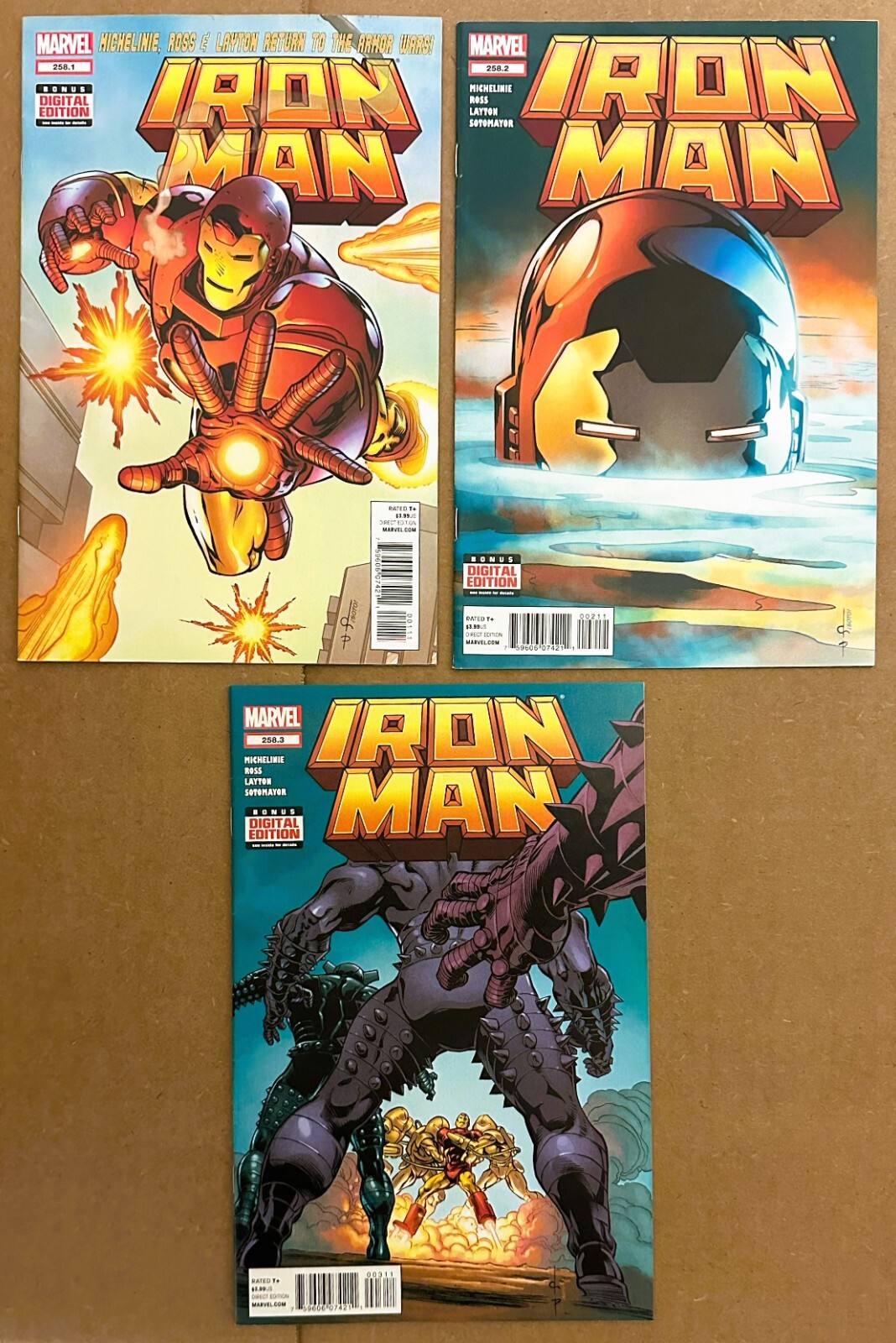 Iron Man Armor Wars 2 #258.1, 258.2, 258.3 Great Set! VF | eBay