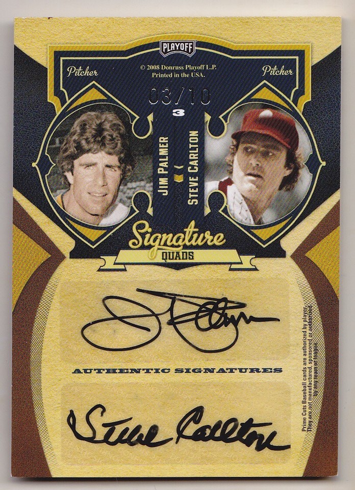 2008 Prime Cuts Jim Palmer Bob Feller Steve Carlton Robin Roberts /10 ...