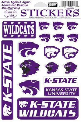Kansas State Sticker Sheet College Football Decals Wildcats NCAA Crafts ...