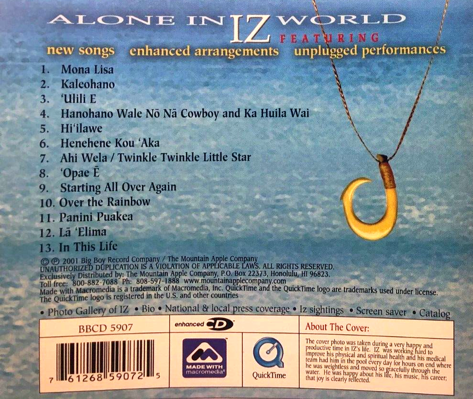 Alone in Iz World by Kamakawiwo'ole, Israel Iz (CD, 2001), Plays Fine ...