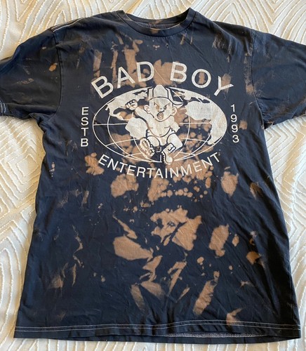 Bad Boy Entertainment Hip Hop Rap Bleached T Shirt Size Small | eBay