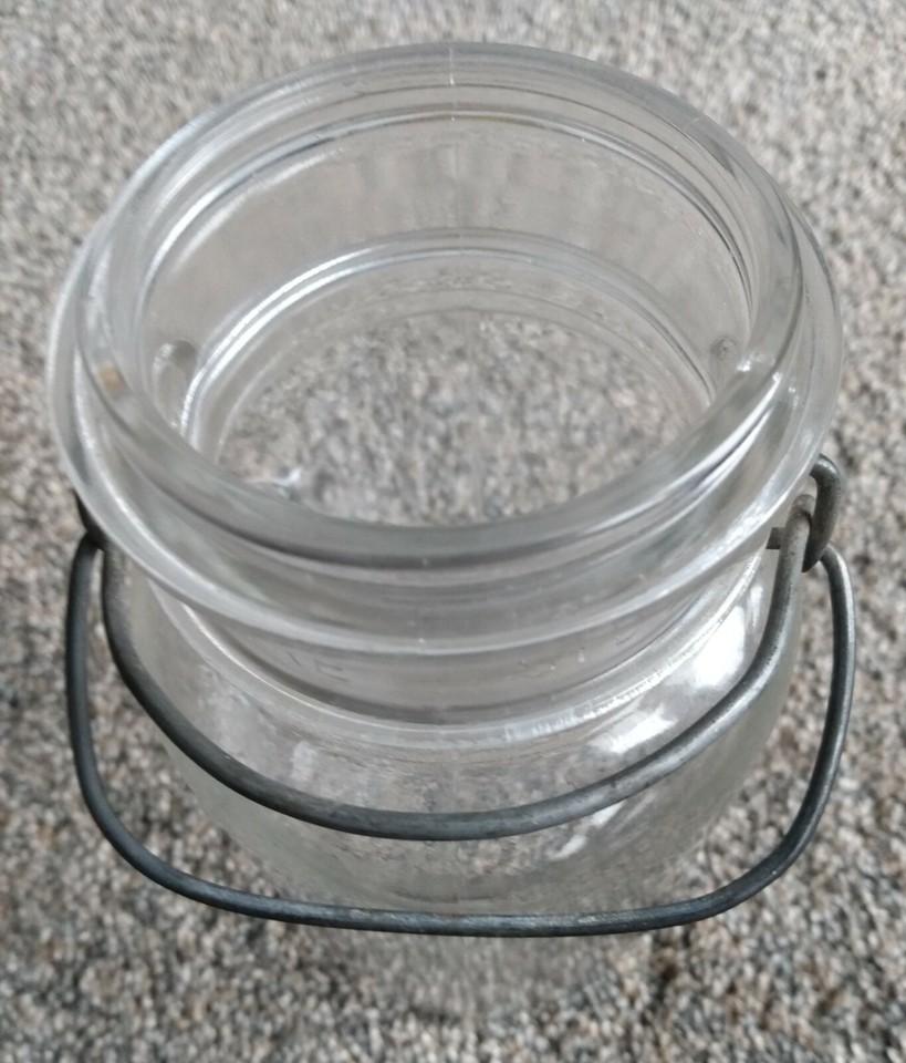 Vintage Clear Ball Ideal Wire Bale Round Bottom Pint Mason Jar No Seal ...