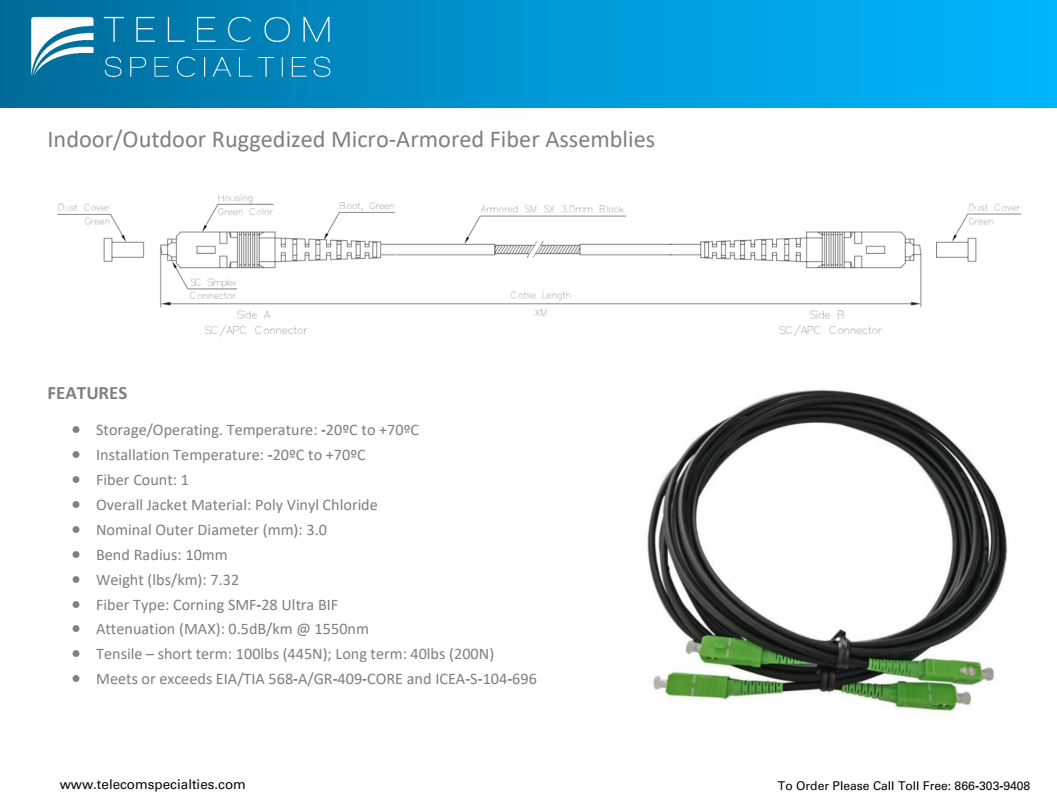 Micro-Armored SCAPC/SCAPC Fiber Jumper FTTH SMF Corning Glass Patch ...