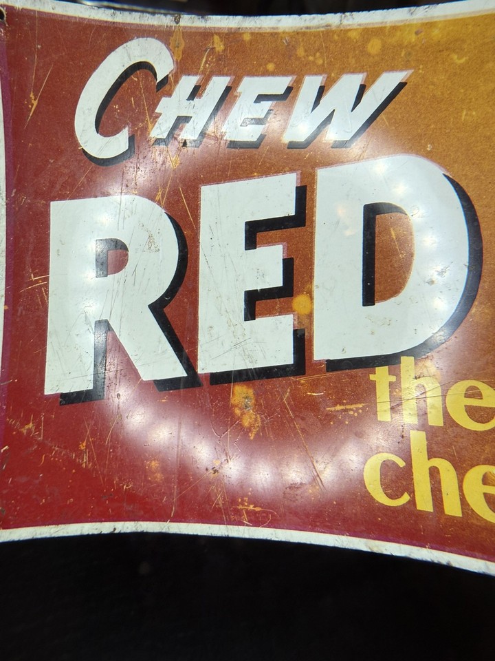 Chew Red Man Tobacco Metal Sign 15” x 5” Vintage | eBay