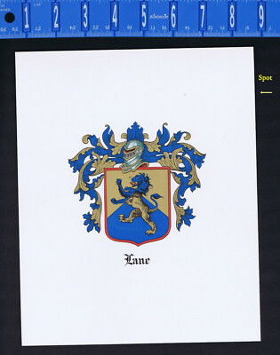 LANE Coat of Arms & Family Crest - Vintage Heraldry Print | eBay
