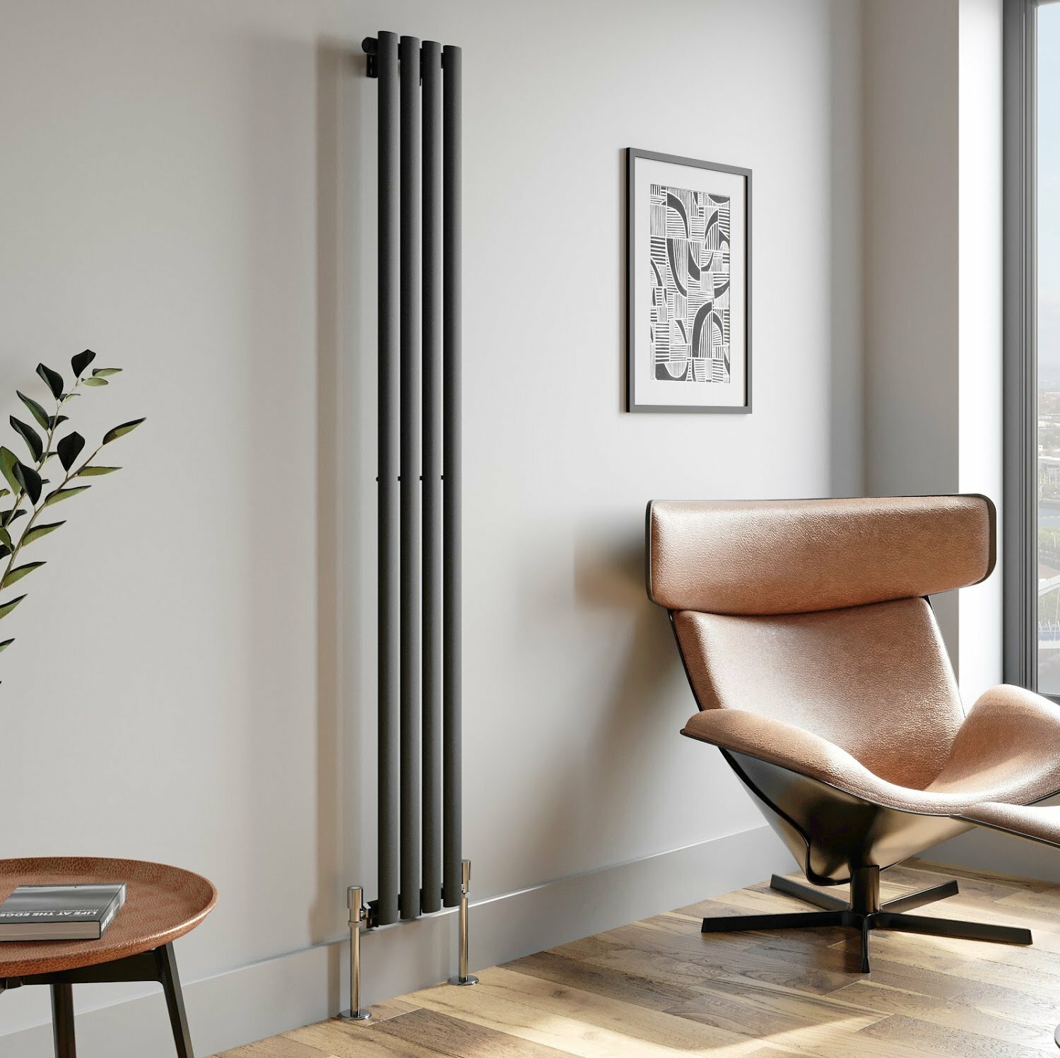 Anthracite Designer Radiator Vertical Horizontal Flat Panel Oval Column ...