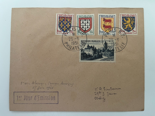 FDC Premier jour d'émission Y&T 905 Arbois + 899/900/901/903 Armoirie ...