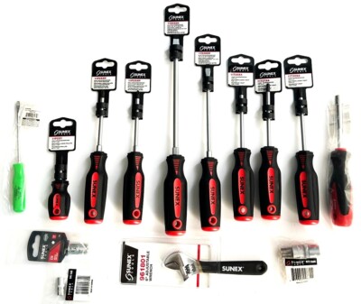 14pc SUNEX TOOLS SCREWDRIVER SET ASSORTMENT SOCKETS WRENCH PHILLIPS ...