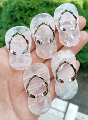 5pcs Rock Quartz Stone Flip-flop Pendants Chakra Reiki Healing Amulet ...