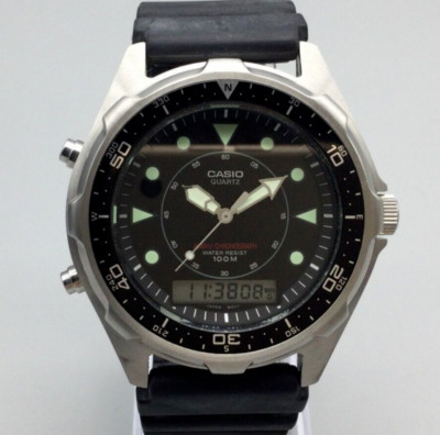 Vtg Casio Arnie Watch Men 2701 AMW-320R 46mm Silver Tone Black Dial New ...