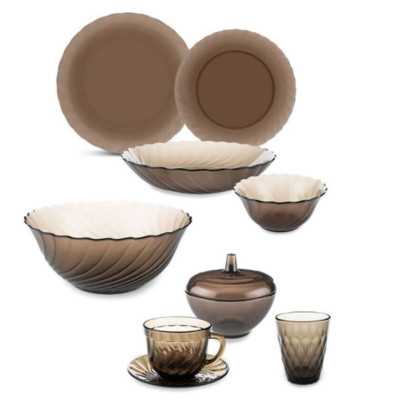 45 pc Luminarc Ocean Eclipse Tableware Set Tempered Glass Dinner Set ...