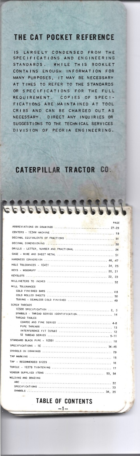 CATERPILLAR CAT POCKET REFERENCE 2ND EDITION 1958 54 PGS. POCKET SIZED GOOD | eBay