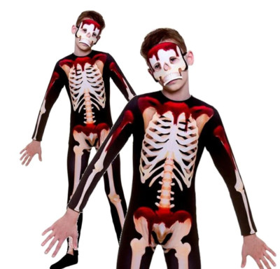 Blood Dripping Skeleton Boys Bodysuit Halloween Skeleton Fancy Dress ...