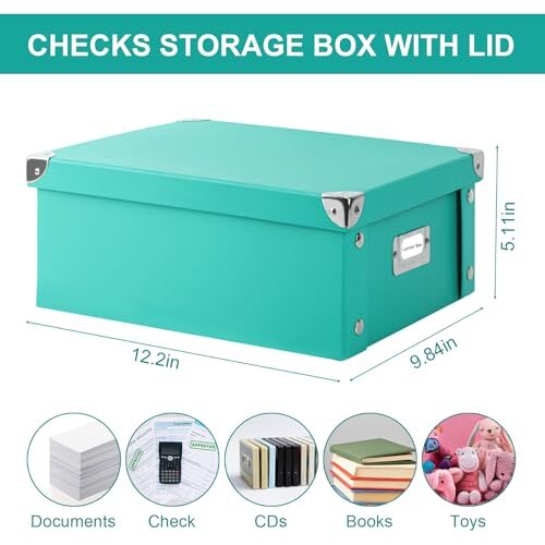 Checks Storage Box with Lid Envelope Boxes Foldable Receipt Box Storage ...
