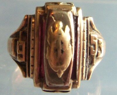 VINTAGE ART DECO 10K SOLID GOLD WOMANS CLASS RING OKC OK 4.7GR 1953 ...