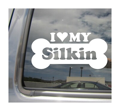 I Heart Love My Silkin - Mixed Dog Bone Car Vinyl Decal Sticker 13927 ...