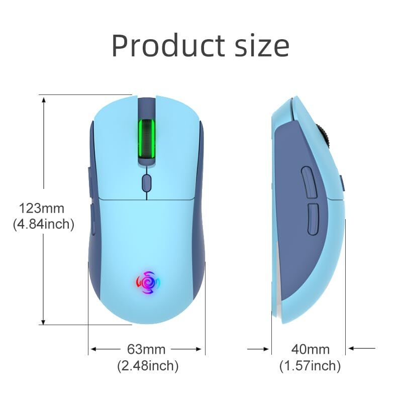 LORERAN Wireless Gaming Mouse Optical Tri-Mode RGB Mouse with 2.4G USB ...
