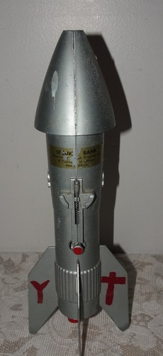 Vintage 1957 Astro Mfg Mechanical Rocket Space Ship Coin Bank Parts ...
