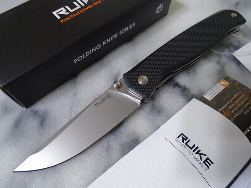 Ruike P661-B Pocket Knife Folder Sandvik 14C28N Steel Black G10 ...