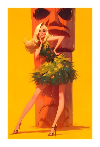 1960s Vintage Tiki Theme Pin Up Art Print 2tg4 | eBay