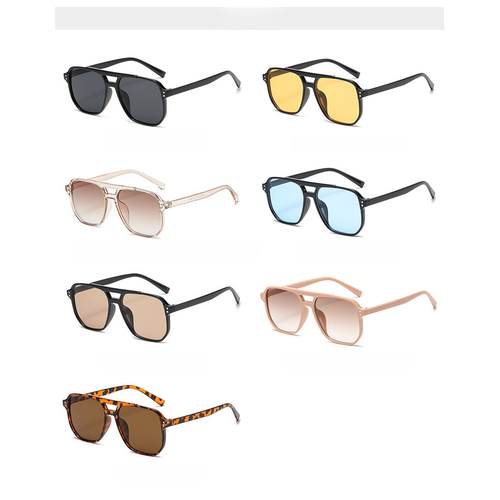 Vintage Style Double Bridge Sunglasses Square Frame for Men and Women ...