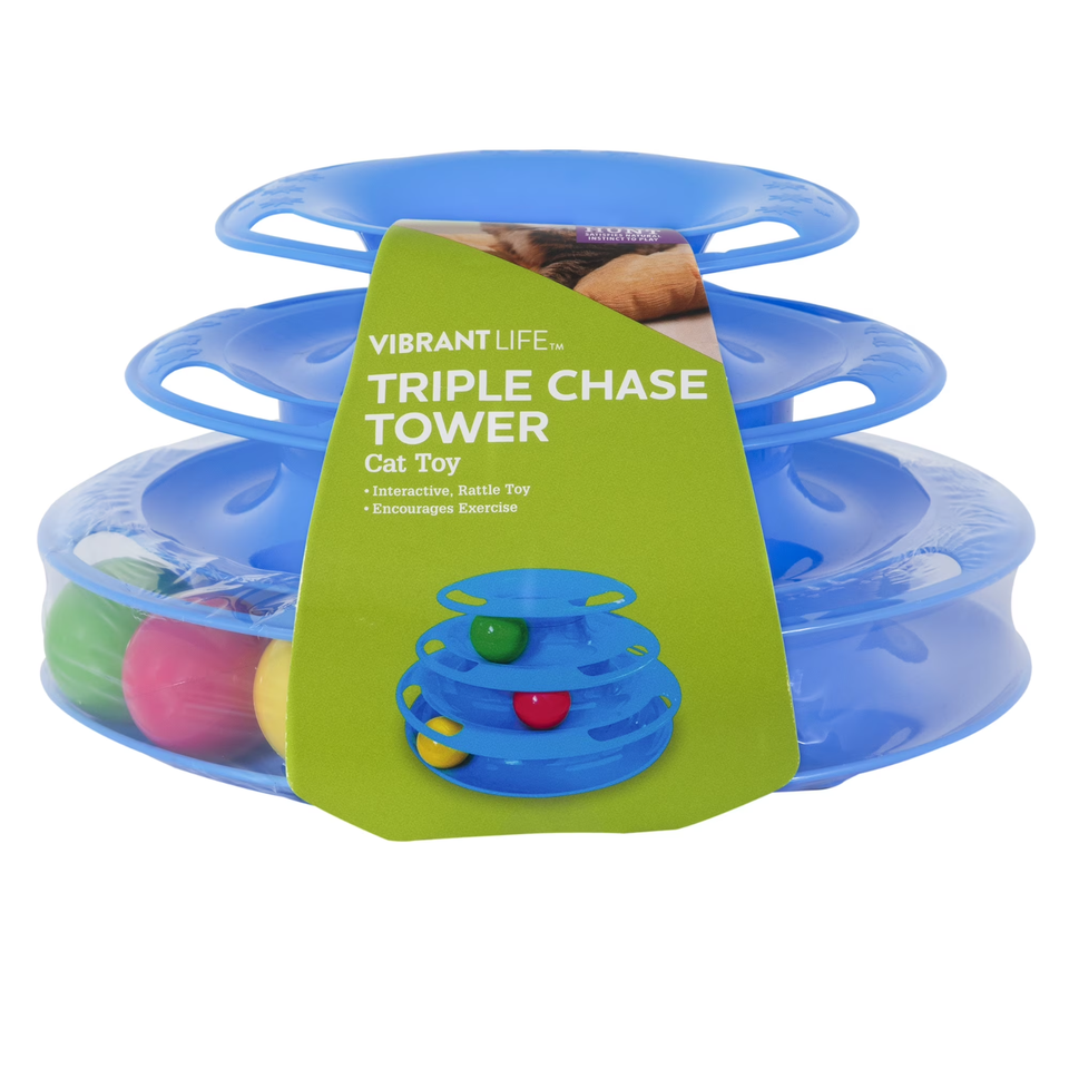 Vibrant Life Triple Chase 3 Tier Tower Interactive Ball Toy for Cats ...