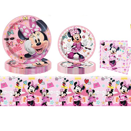 Minnie Mouse Pink Tableware Tablecloth Party Supplies Kids Birthday ...