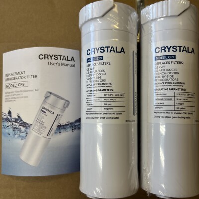 2 Pack Crystala Premium Refrigerator Water Filters CF9 fits GE XWF ...