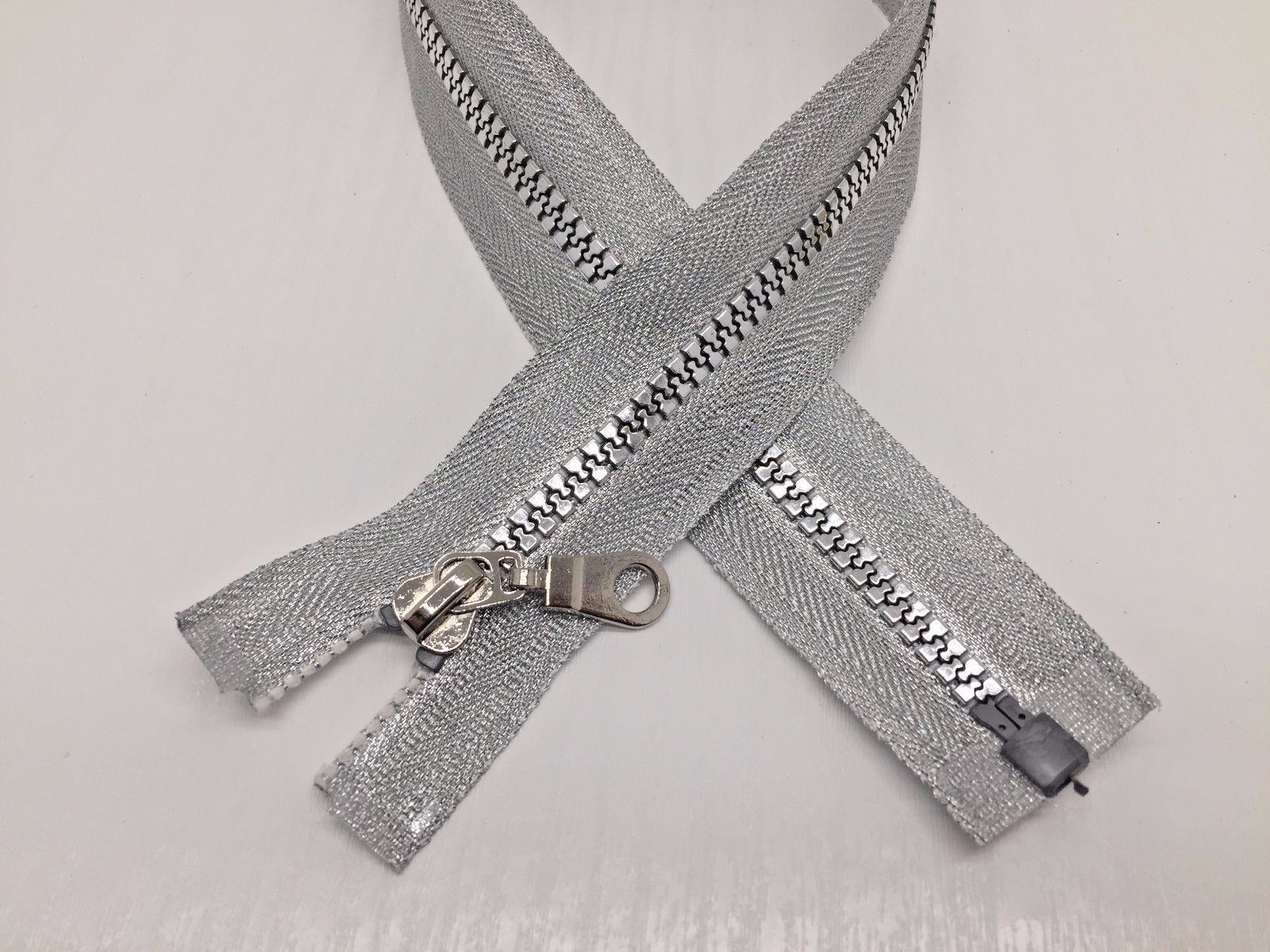 METALLIC PLASTIC TEETH ZIP 20inch(52cm) LONG OPEN ENDED, 5 COLOURS ...