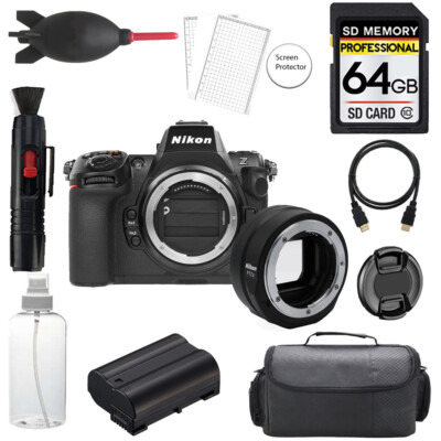 Nikon Z8 Camera w/ FTZ II Mount Adapter +64GB + Bag+ Screen Protector ...