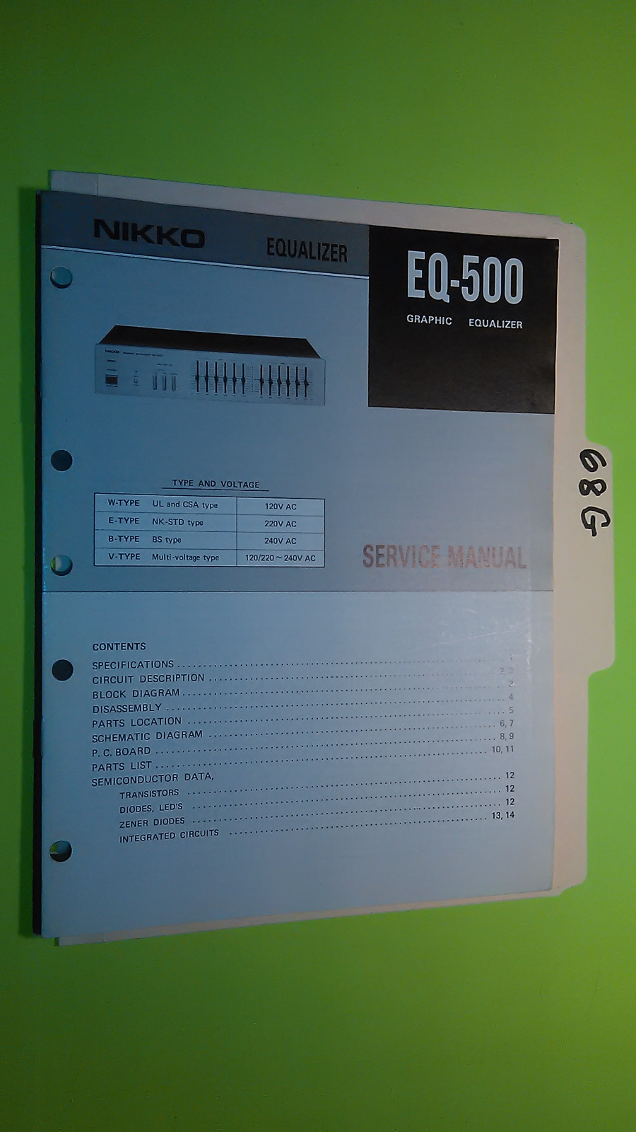 Nikko eq-500 service manual original repair book stereo eq equalizer | eBay