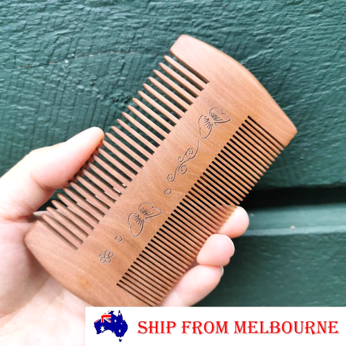 Natural Peach Wood Double-Edged Fine-Toothed Comb Anti-Static Massage ...