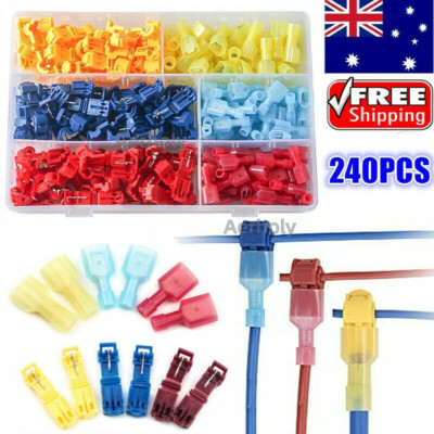 240PC T-Tap Quick Splice Crimp Terminals Kit Electrical Wire Cable ...