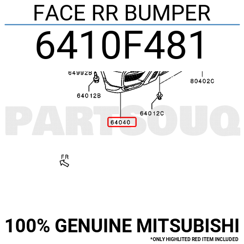 6410F481 Genuine Mitsubishi FACE RR BUMPER | eBay