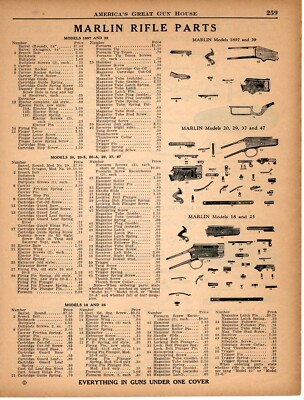 1935 Print Ad of Marlin Model 1897 39 20 20S 20A 29 37 47 18 25 Rifle ...