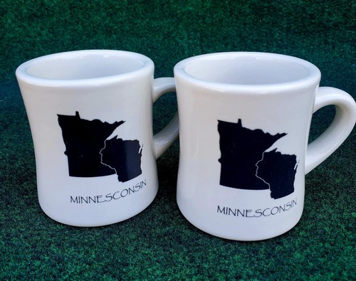 (2) Vtg Minnesconsin Coffee Cup Mug Diner Heavy White/Black 12oz USA | eBay