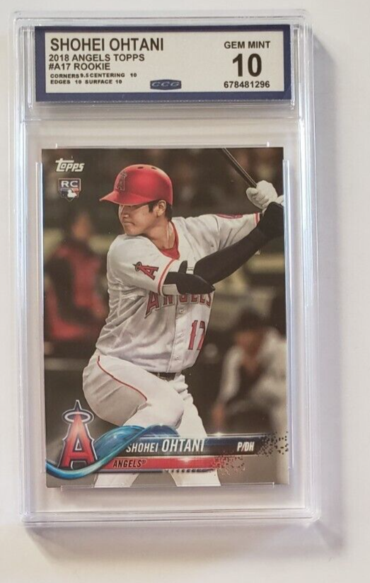 2018 TOPPS Shoei Ohtani ROOKIE 1st PRINTING WITH RC #A17 GRADED CCG 10 ...